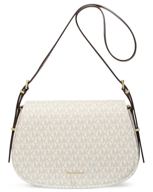 Michael Kors Michael Lydia Small Monogram Flap Messenger in Gray | Lyst