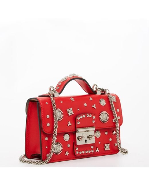 Susu Studded Small Leather Crossbody Bag Red Purse Handbag | Lyst