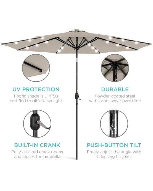 Best Choice Products 10ft Solar Led Lighted Patio Umbrella W/ Tilt ...