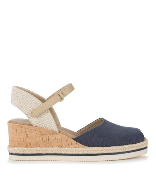 BareTraps Acadia Peep Toe Wedge Sandals in Blue | Lyst