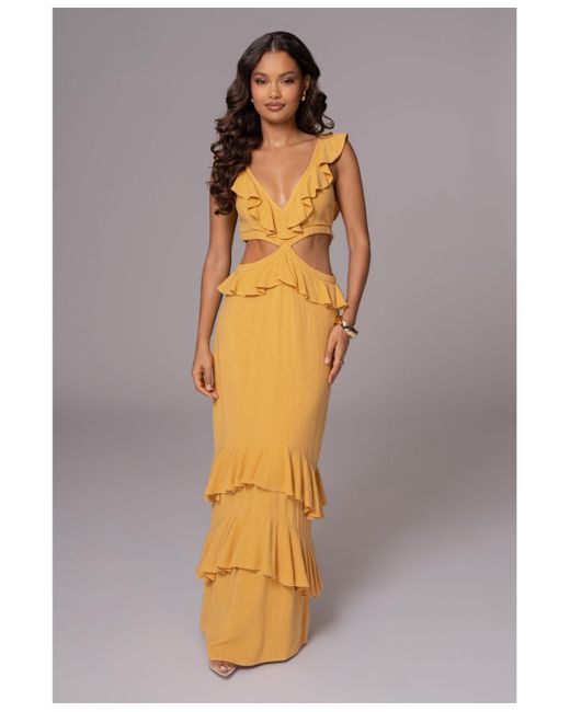 JLUXLABEL Sunshine Ruffle Linen Dress in Gray | Lyst