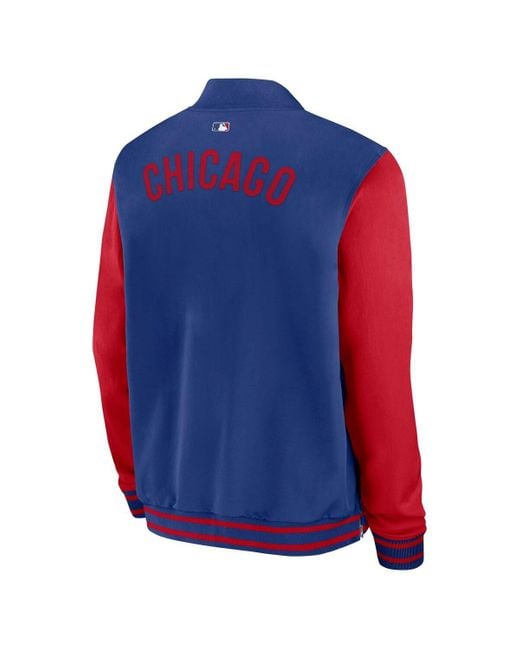 Nike Royal/red Chicago Cubs Authentic Collection Dugout Full-zip Bomber ...