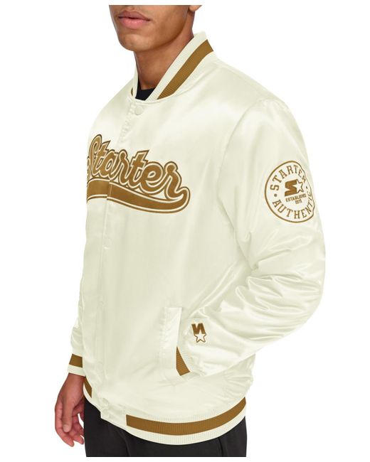 Starter Classic-fit Satin Varsity Bomber Jacket in Natural for Men | Lyst