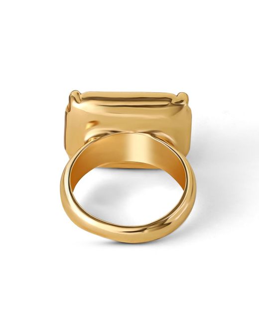Jessica Simpson Gold-tone Smoky Black Rectangle Stone Ring | Lyst