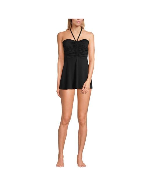 Lands' End Ruched Multi-way Sweetheart Halter Swim Dress One Piece ...
