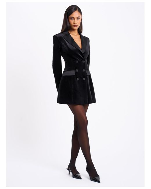 Miss Circle Calista Velvet Blazer Mini Dress in Black | Lyst