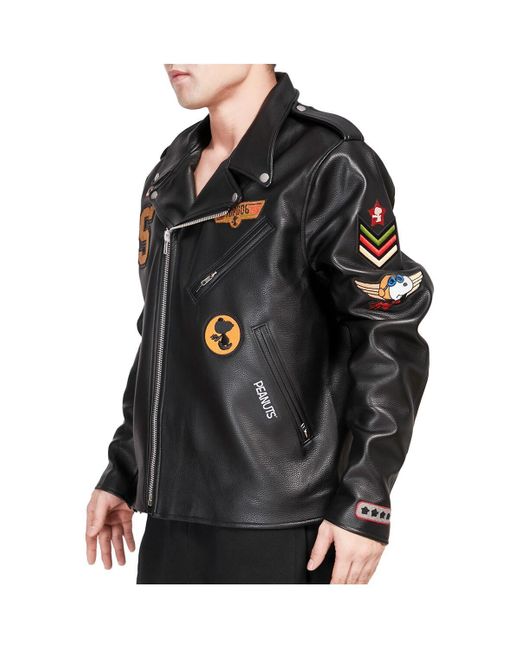 FREEZE MAX Snoopy Peanuts Graphic Biker Full-zip Jacket in Black for ...