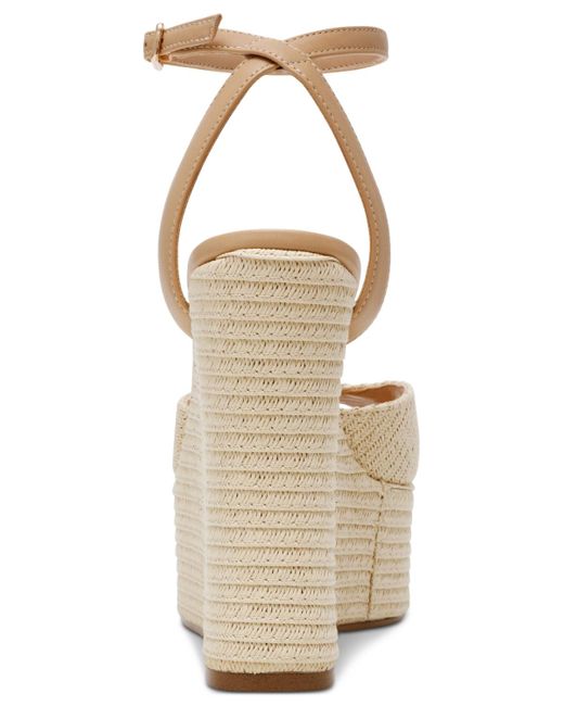 Steve Madden Wanona Raffia Wedge Sandals in Natural | Lyst