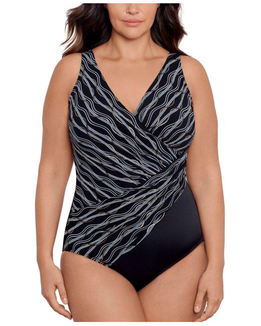 Miraclesuit Plus Size Linked In Oceanus Tummy Control Scoop Back One