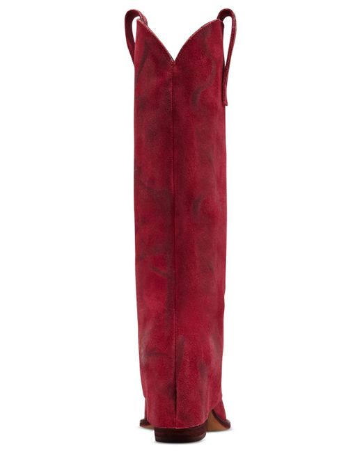 Steve Madden Sorvino Slouch Cuffed Western Boots in Red | Lyst