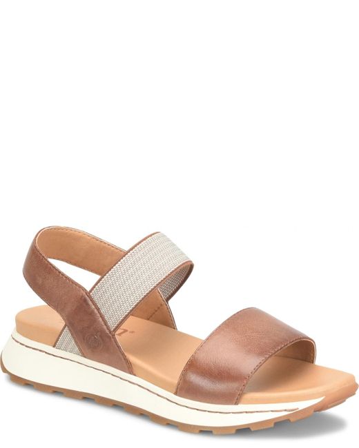 Born Mimi Round Toe Wedge Sandals in Brown | Lyst