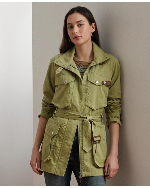 Ralph Lauren Belted Cotton-blend Twill Field Jacket in Black | Lyst