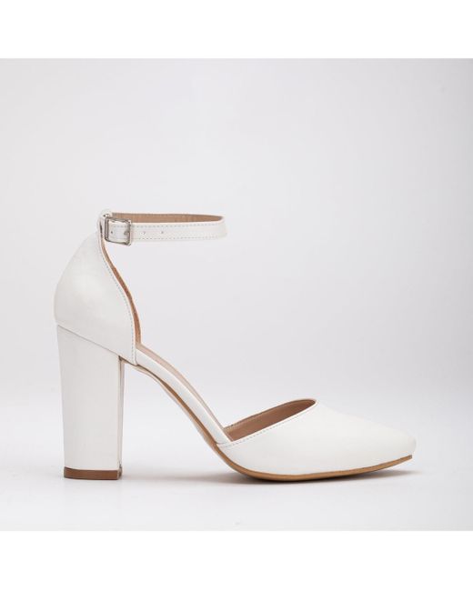 Forever & Always Shoes Gisele High Block Heel Pumps in White | Lyst