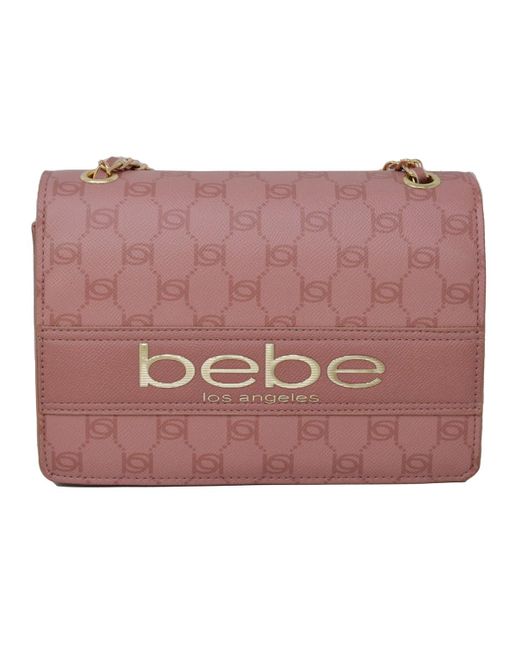 Bebe Serena Monogram Shoulder Bag in Red | Lyst
