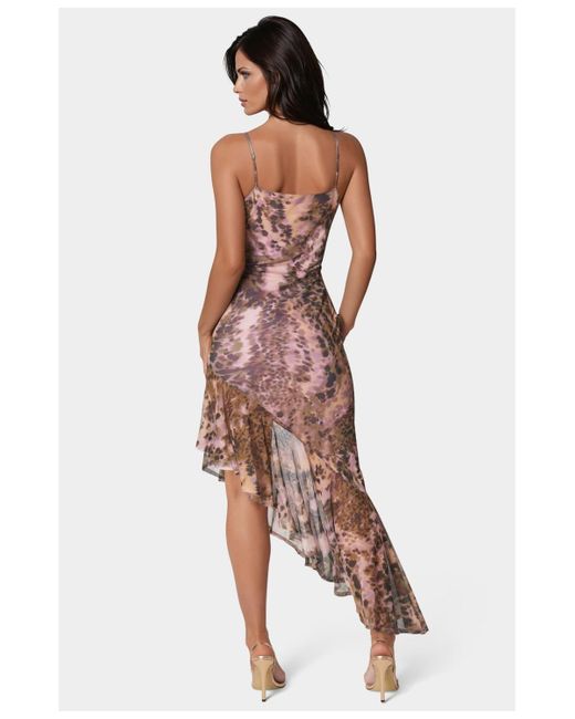 Bebe Cascade High Low Mesh Dress | Lyst