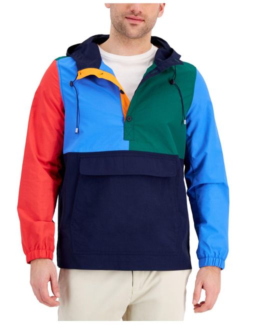Club Room Synthetic Colorblocked Jacket Created For Macys In Navy