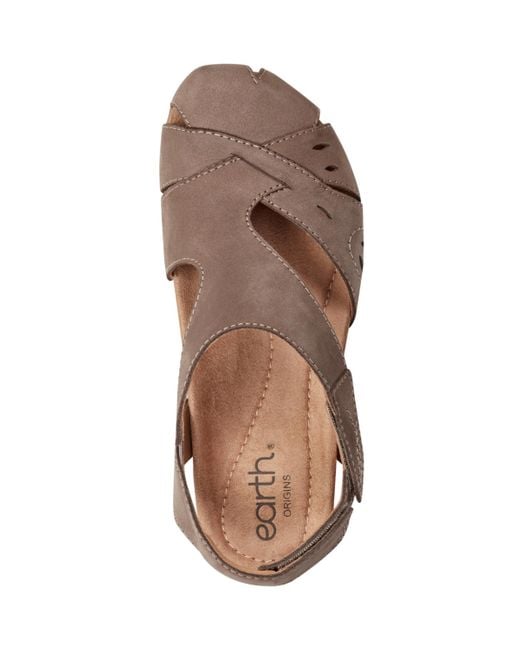 Earth Birdine Cutout Flat Slingback Sandals in Brown | Lyst