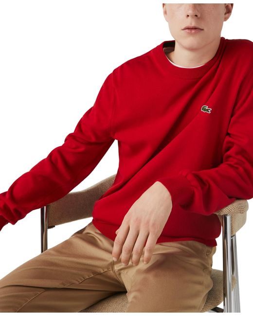 Lacoste Solid Croc Sweater in Red for Men | Lyst
