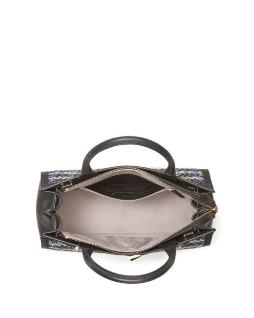 Kate Spade Deco Plaid Tweed Satchel Bag in Black | Lyst