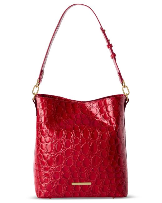 Brahmin Celina Vanderbilt Small Leather Bucket Bag in Red | Lyst