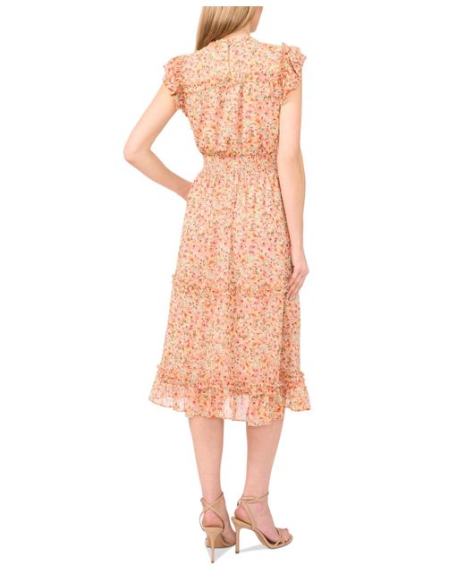 Cece Smocked Waist Ruffle Tiered Midi Dress | Lyst