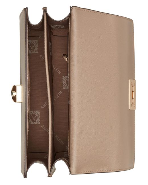 Anne Klein Convertible Flap Lock Chain Shoulder Bag in Brown | Lyst