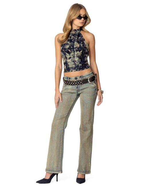 Edikted Paz Printed Mesh Top in Blue | Lyst