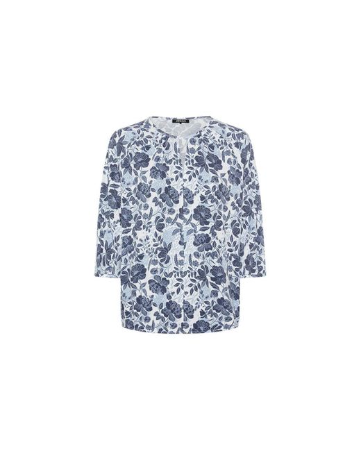 Olsen Prairie Floral Keyhole Neck T-shirt in Blue | Lyst