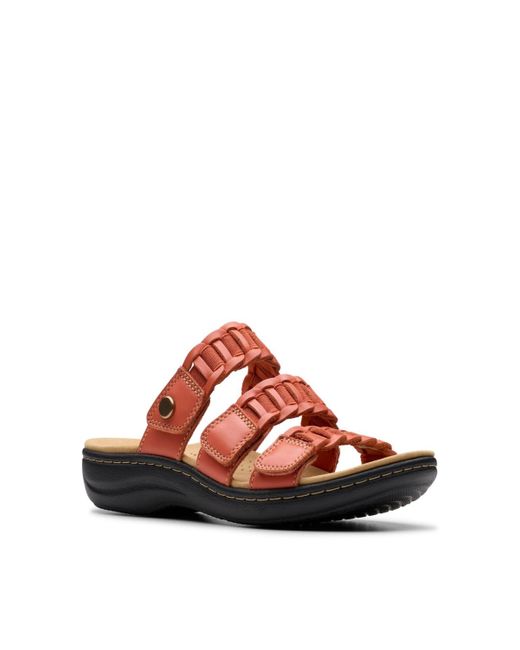 Clarks Collection Laurieann Hope Slip-on Flat Sandals in Red | Lyst