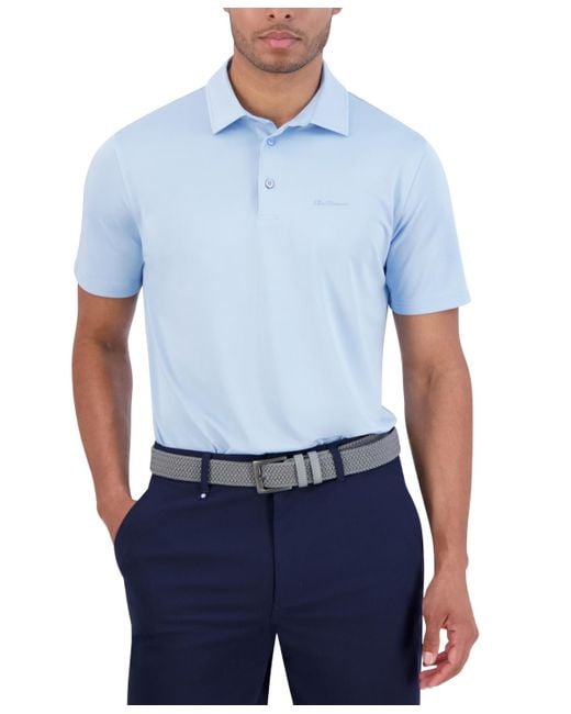 Ben Sherman Solid Tech Pique Sports Fit Polo in Blue for Men | Lyst