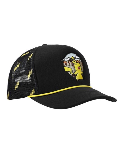 Pokemon Pikachu Thunderbolt Pattern Black Trucker Hat for Men | Lyst