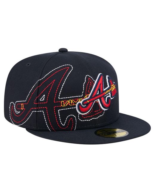 KTZ Atlanta Braves Yarn Stitch 59fifty Fitted Hat in Blue for Men | Lyst