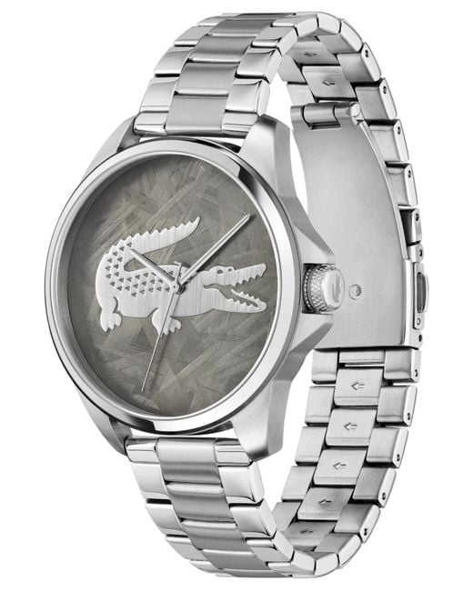Lacoste Le Croc Tone Stainless Steel Bracelet Watch in Gray for Men | Lyst