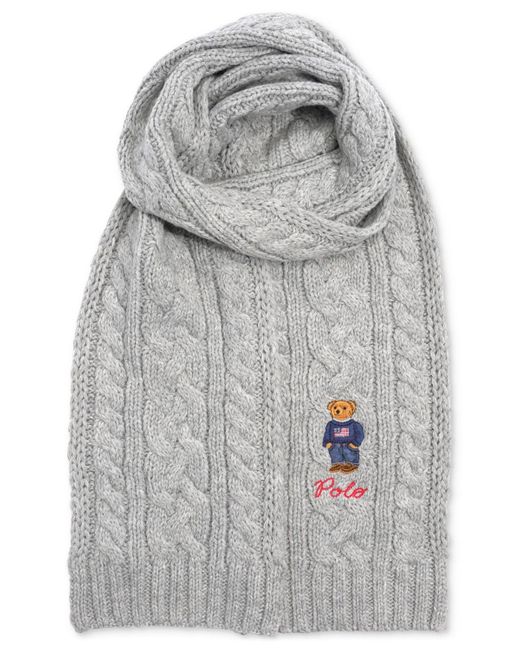Polo Ralph Lauren Cable-knit Bear Scarf in Gray for Men | Lyst