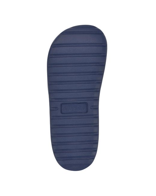 Guess Marith Branded Elevated Pool Slides in Blue for Men | Lyst