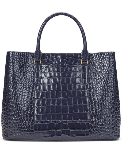 Ralph Lauren Embossed Leather Large Marcy Satchel in Blue | Lyst Ralph Lauren Embossed Leather Large Marcy Satchel in Blue | Lyst