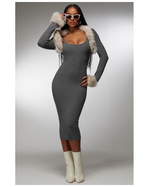 Bebe X Ciara Two Piece Sweater Dress in Gray | Lyst