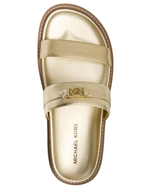 Michael Kors Michael Mandy Flat Sandals in Metallic | Lyst
