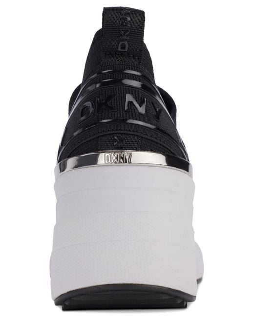 DKNY Keeva Slip-on Wedge Sneakers in Black | Lyst