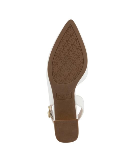 Jones New York Candree Pointed Toe Block Heel Slingback Pumps in White ...