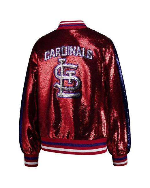 The Wild Collective St. Louis Cardinals Sequin Full-zip Bomber Jacket in Red | Lyst