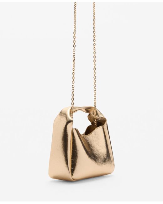 Mango Metallic Effect Handbag in Natural | Lyst