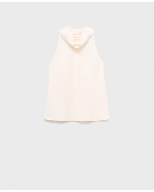 Mango Draped Neck Blouse in White | Lyst