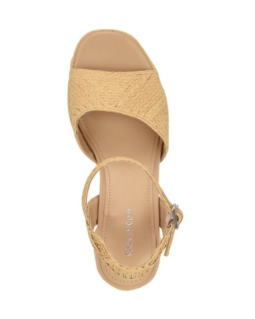 Calvin Klein Lessia Square Toe Dress Sandals in Metallic | Lyst