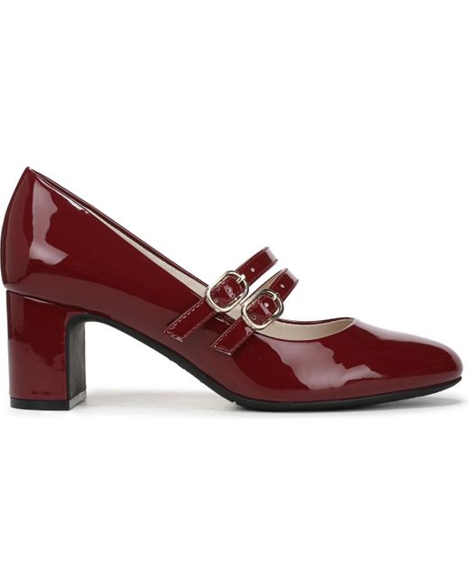 LifeStride True Almond Toe Block Heel Mary Jane Pumps in Red | Lyst