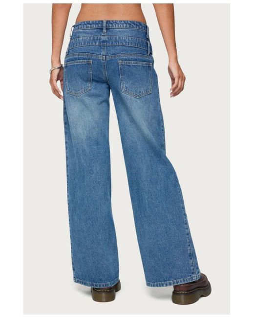 Edikted Abel Layered Look Low Rise Jeans in Blue | Lyst
