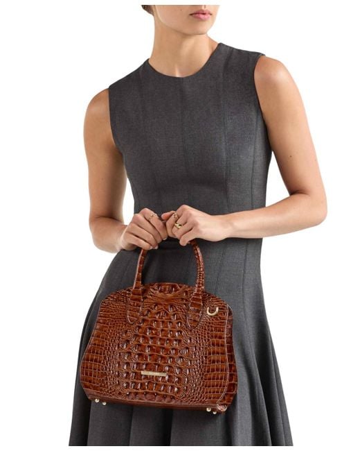 Brahmin Rosetta Melbourne Medium Leather Satchel in Green | Lyst