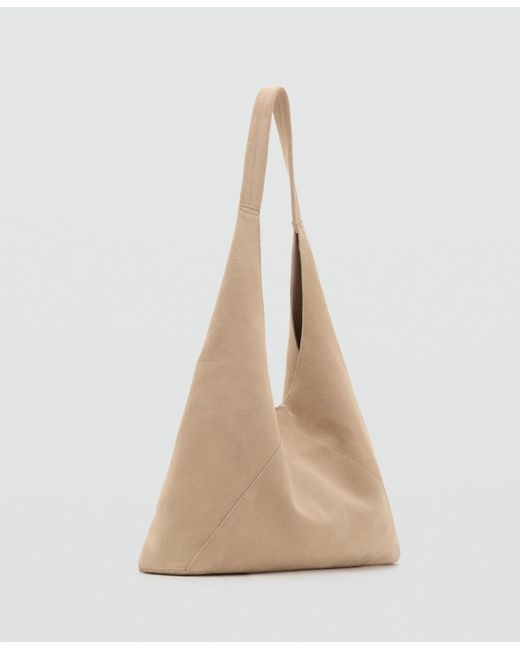 Mango Suede Shoulder Bag in Natural | Lyst