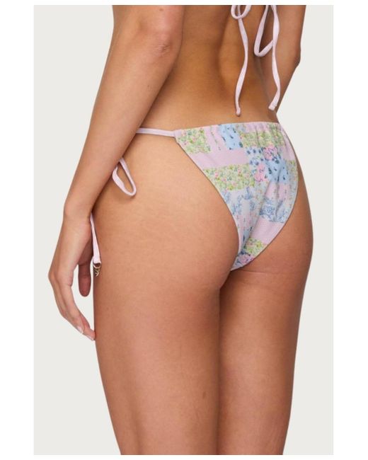 Edikted Patchwork String Bikini Bottom in Blue | Lyst