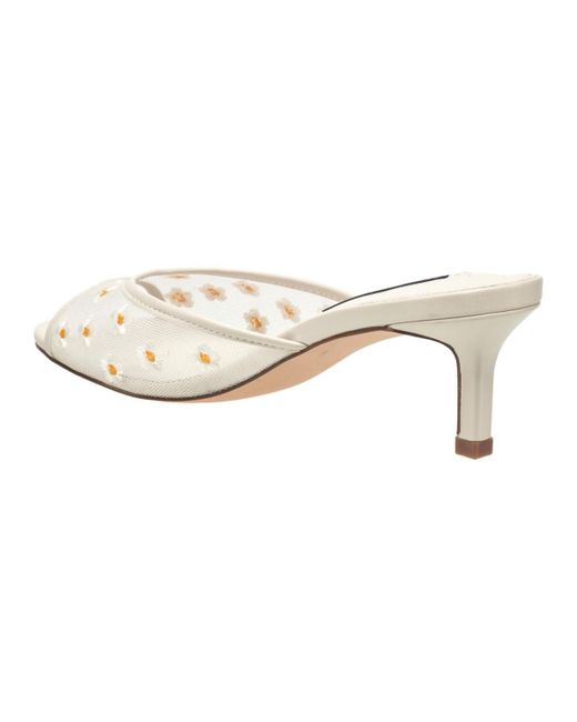 French Connection Nancy Mesh Embroidered Kitten Heel in White | Lyst